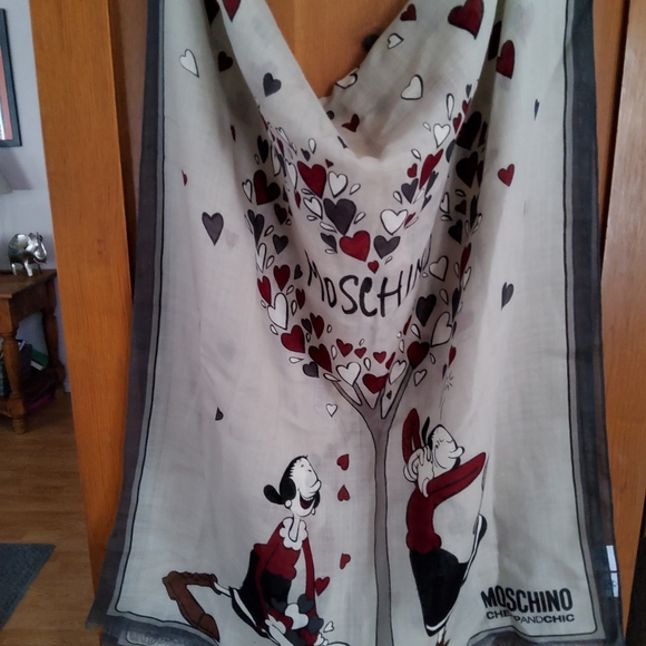 Moschino | Accessories | Authentic Moschino Scarf Olive Euc | Poshmark